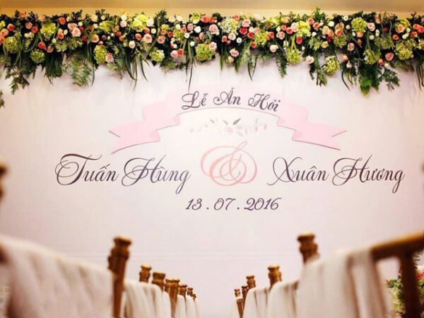 Dịch vụ in backdrop đám cưới - backdrop in hình cô dâu chú rể